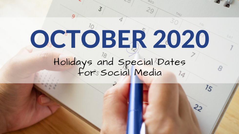 October 2020 Holiday and Special Days - KindaWonderful